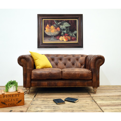 Chartwell Home Hugo Chesterfield 2 Seater Leather Sofa Temple Webster